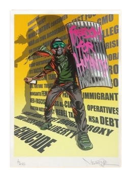 Freedom For Humanity Chrome Serigraph Print by Mear One – Sprayed Paint ...