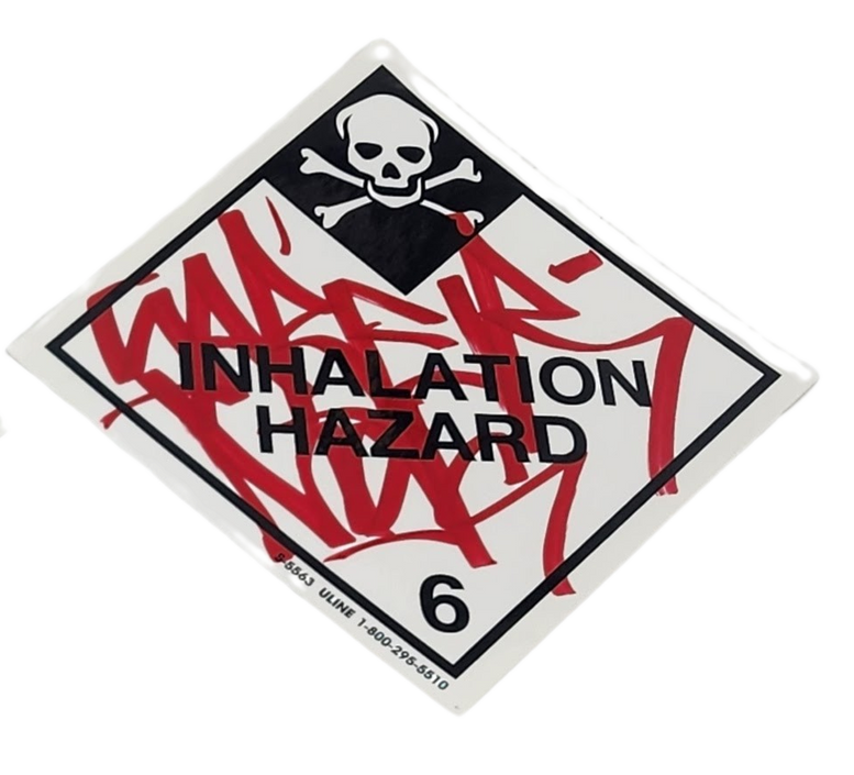 Inhalation Hazard Skull Slap-Up Label Sticker Original Tag Art by Sabe ...