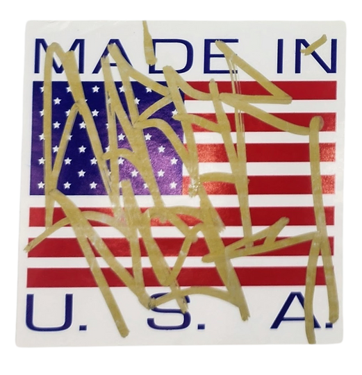 Made in USA Flag Slap-Up Label Sticker Original Tag Art by Saber ...
