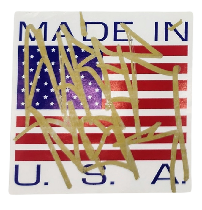 Made in USA Flag Slap-Up Label Sticker Original Tag Art by Saber ...