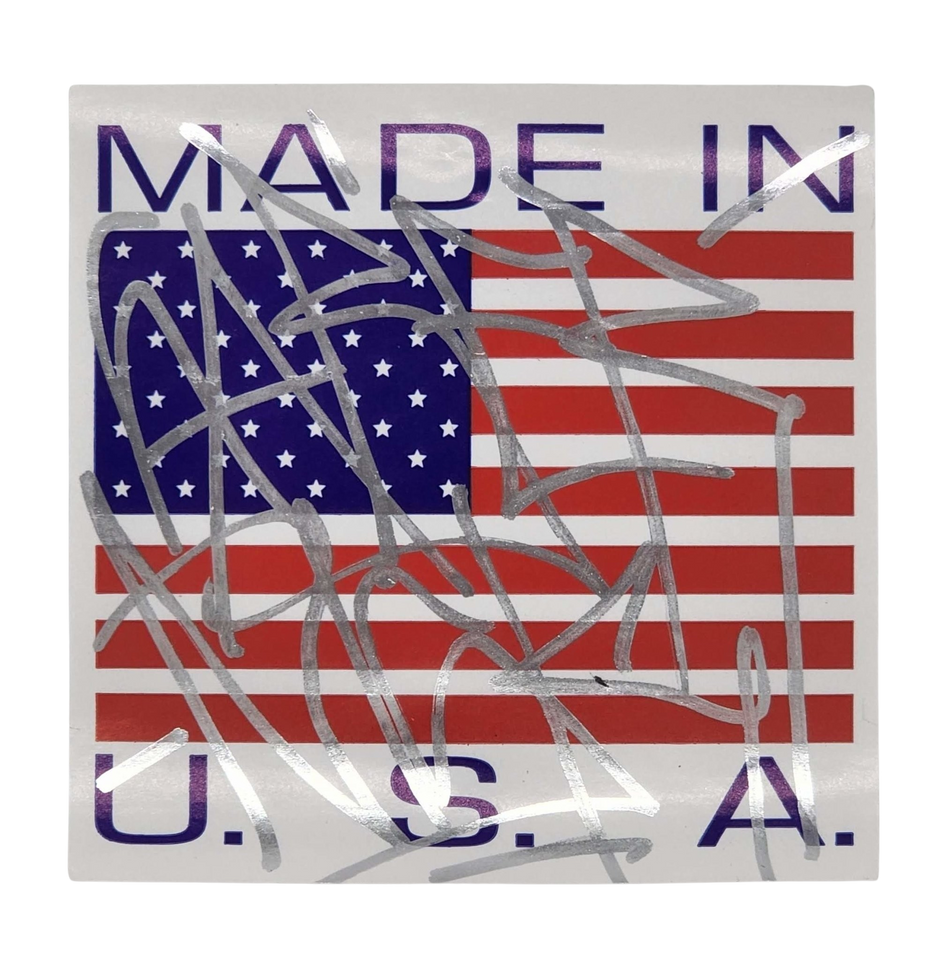 Made in USA Flag Slap-Up Label Sticker Original Tag Art by Saber ...