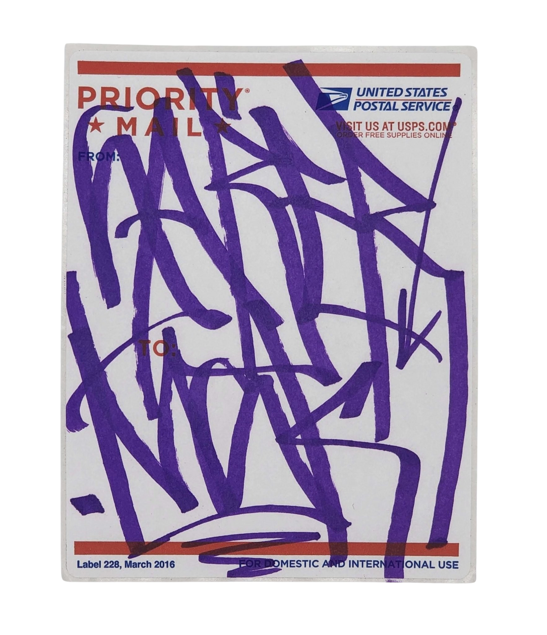 Priority Mail 228-2016 Slap-Up Label Sticker Original Tag Art by Saber ...