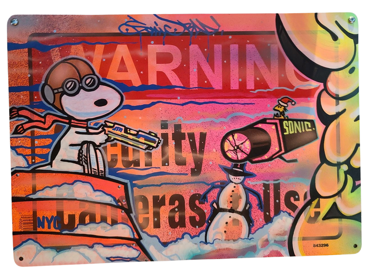 Snoopy Bad Inc Original Mixed Media Street Sign Painting by Sonic Bad ...
