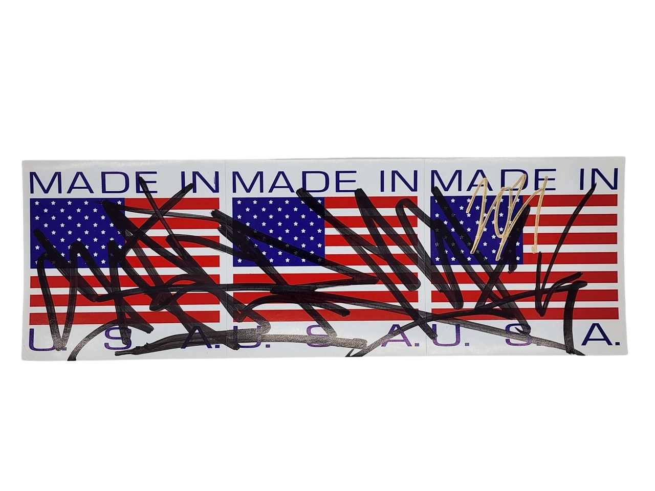 Triple Made in USA Flag Slap-Up Label Sticker Original Tag Art by Sabe ...