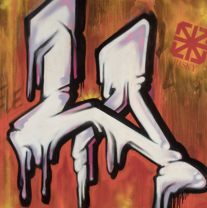 L From Alphabet Series Original Acrylic Spray Paint Painting by Risk R ...