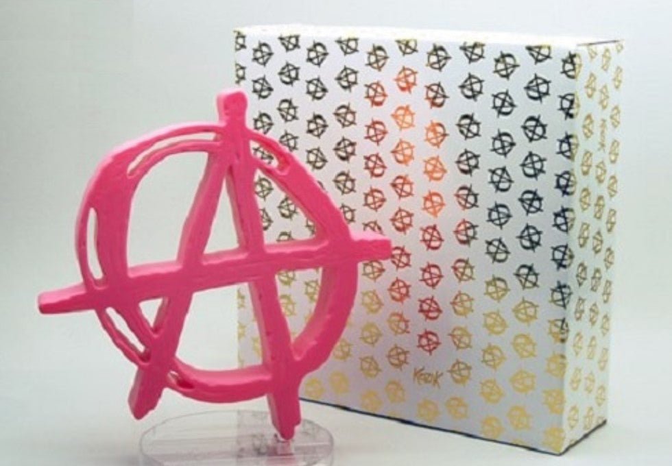 Anarchy Symbol Pink Art Toy by Frank Kozik – Sprayed Paint Art Collection