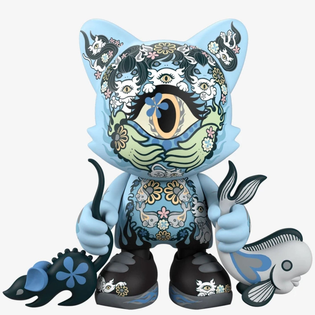 Azure Ailurophile SuperJanky Art Toy by Junko Mizuno x SuperPlastic – Sprayed Paint Art Collection