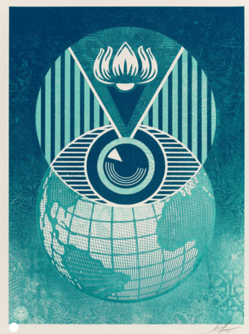 Flint Eye Alert Globe Silkscreen Print by Shepard Fairey- OBEY ...